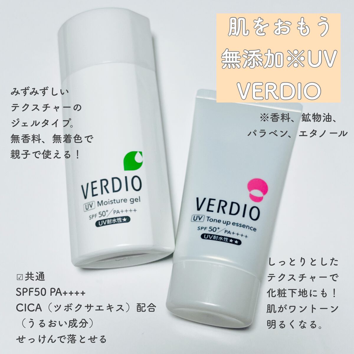 メンタームの日焼け止め・uvケア ベルディオ Uv モイスチャージェル N他、2商品を使った口コミ「 ︎ ベルディオの日やけ止めを2種類使用し