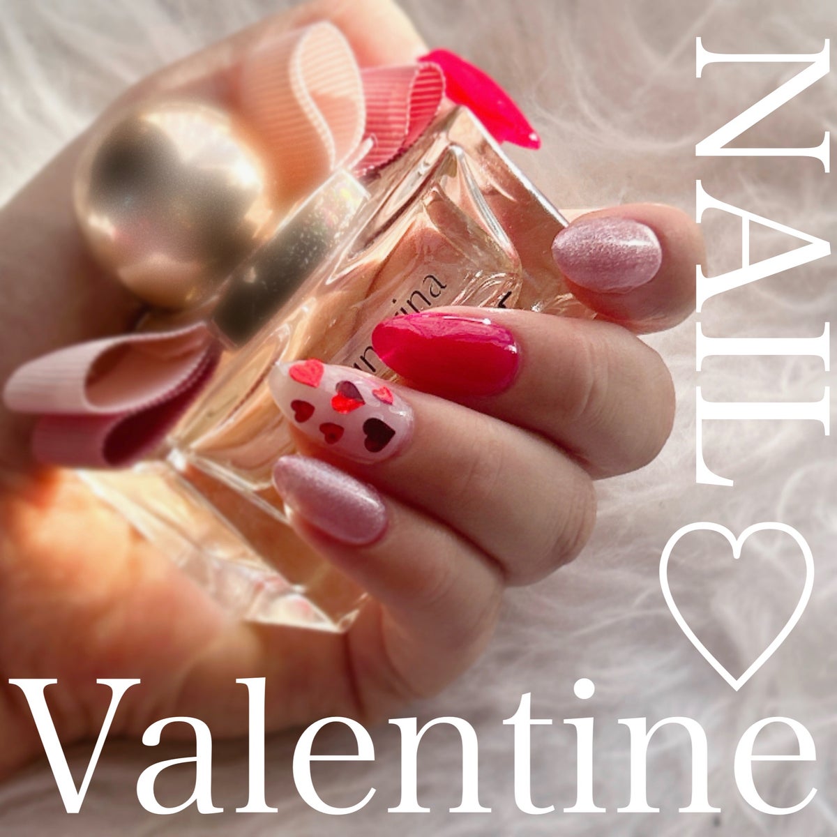 Daiso・ネイル工房のネイル・ネイルケアを使った口コミ バレンタインネイル💅 甘々なハートネイルを♡ By Nana 🐰 フォロバ乾燥肌