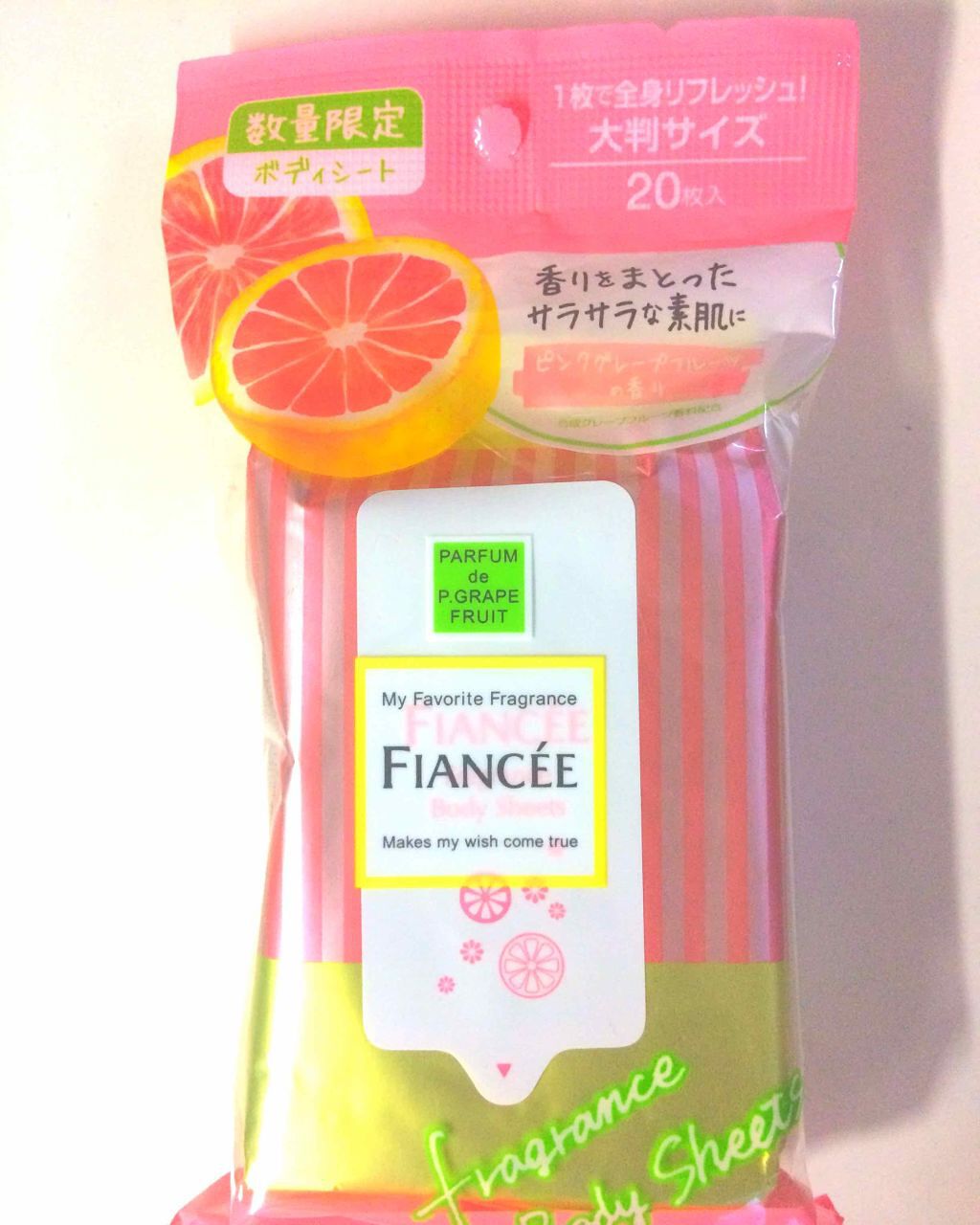 フレグランスボディシート ピンクグレープフルーツの香り|フィアンセの口コミ FiancÉe フレグランスボディシート By めろん混合肌