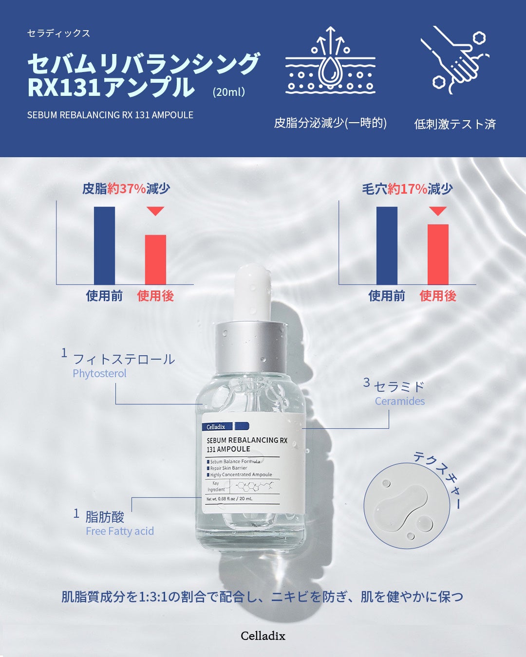 セボムリバランシングrx131アンプル|celladixの口コミ 敏感肌におすすめの美容液!celladix セラディックス By