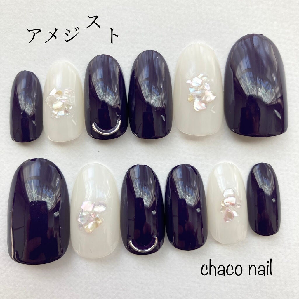 セリア・ネイルホリックのマニキュアを使った口コミ 宝石ネイル3つめ 今回はアメジストです💜 By ぴよまるあずき乾燥肌30代前半