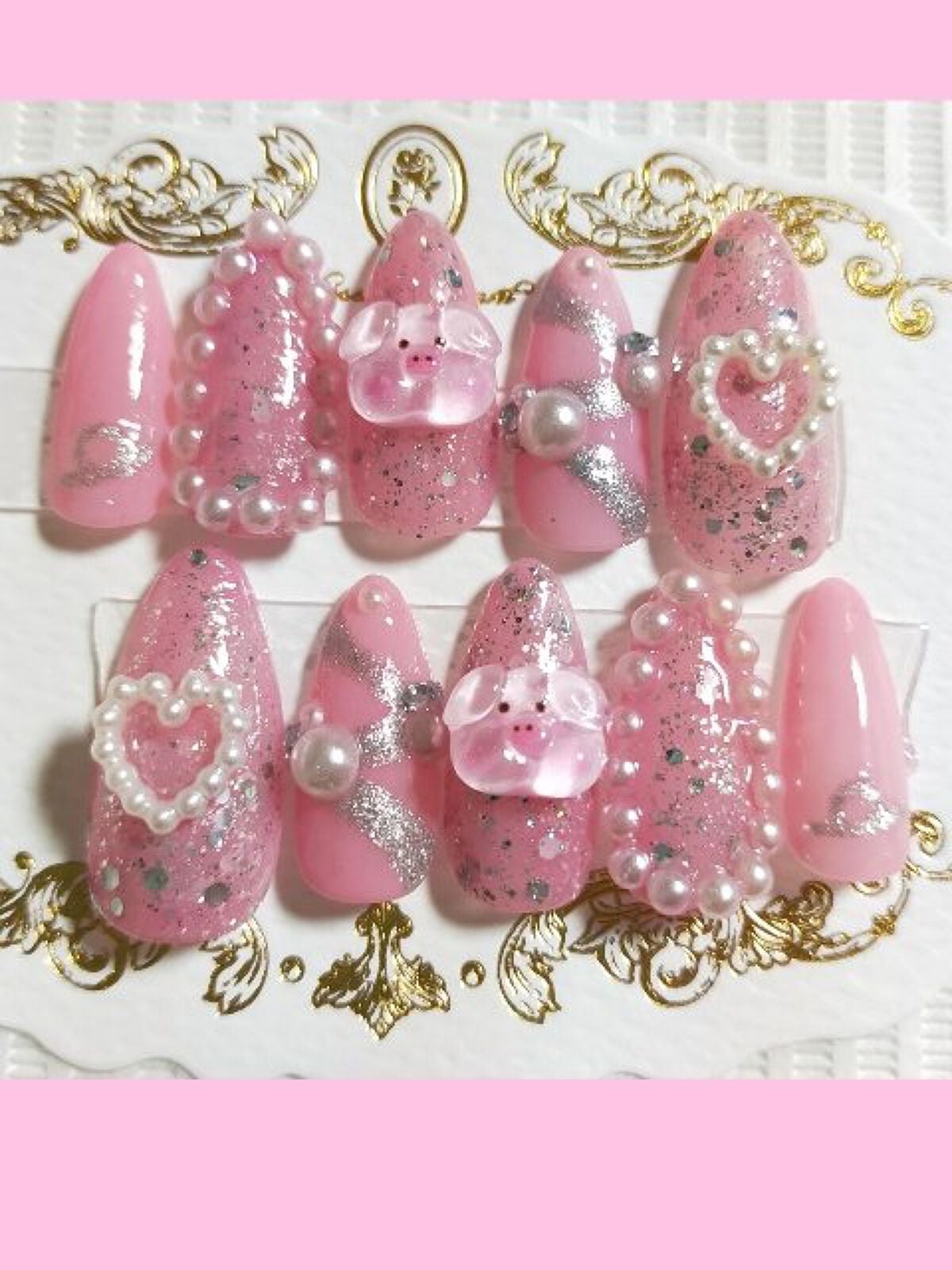セリア・daisoのマニキュアを使った口コミ ピンクの豚ちゃんネイルチップ作りました By フォロバ100脂性肌 Lips
