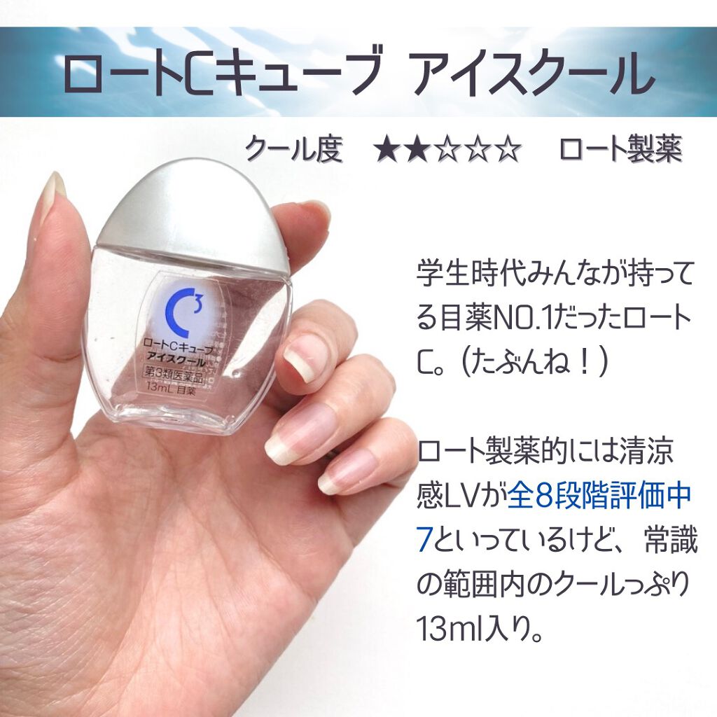 ロートcキューブ アイスクール医薬品|ロート製薬他、2商品を使った口コミ いざドラッグストアに行くと目薬の棚が多すぎて結局どれがいいん