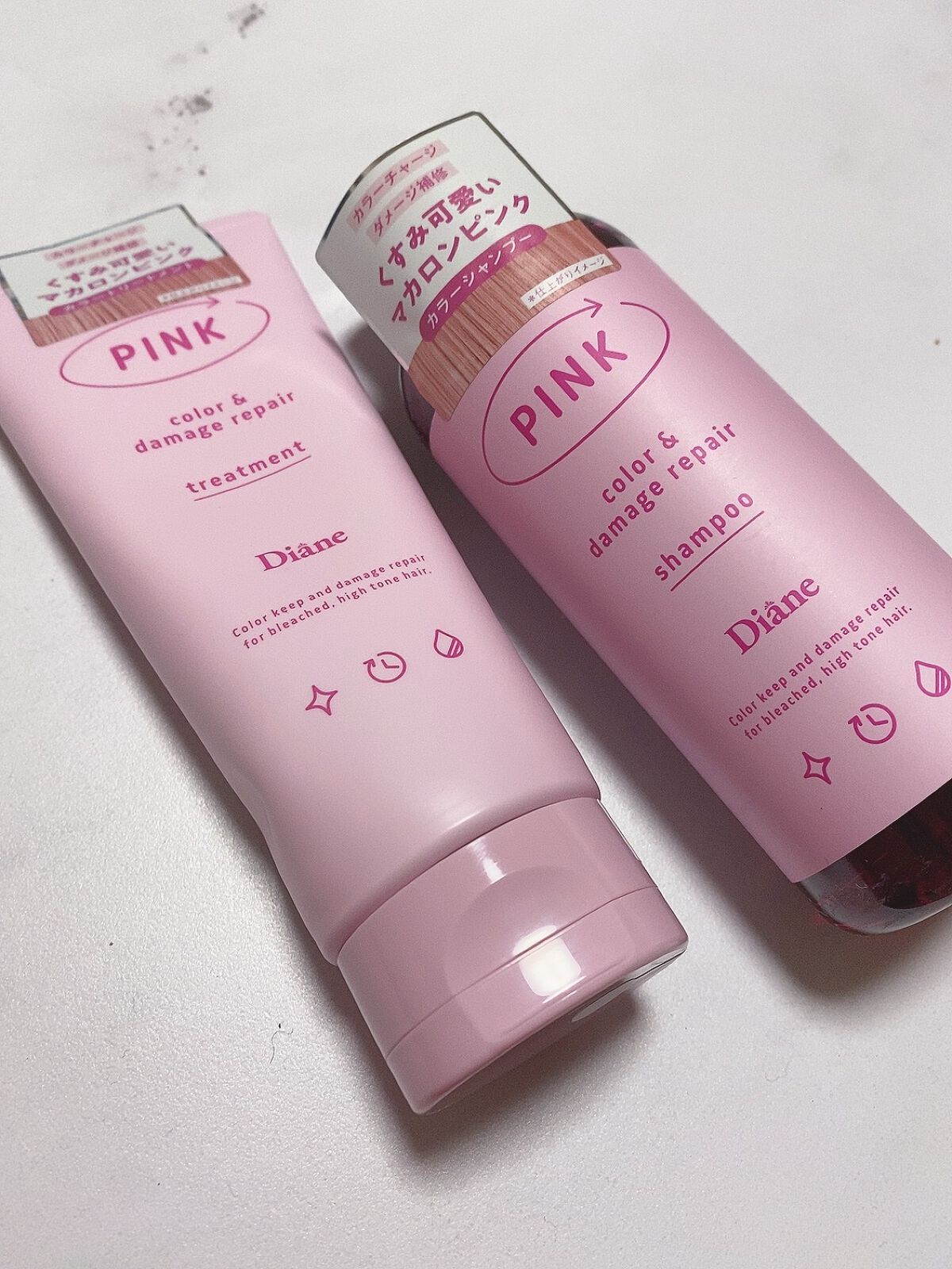 カラーシャンプー&トリートメント|ダイアンの口コミ 初ピンクシャンプー! ピンクシャンプーってカラー剤とおなじで By まいちゃん乾燥肌