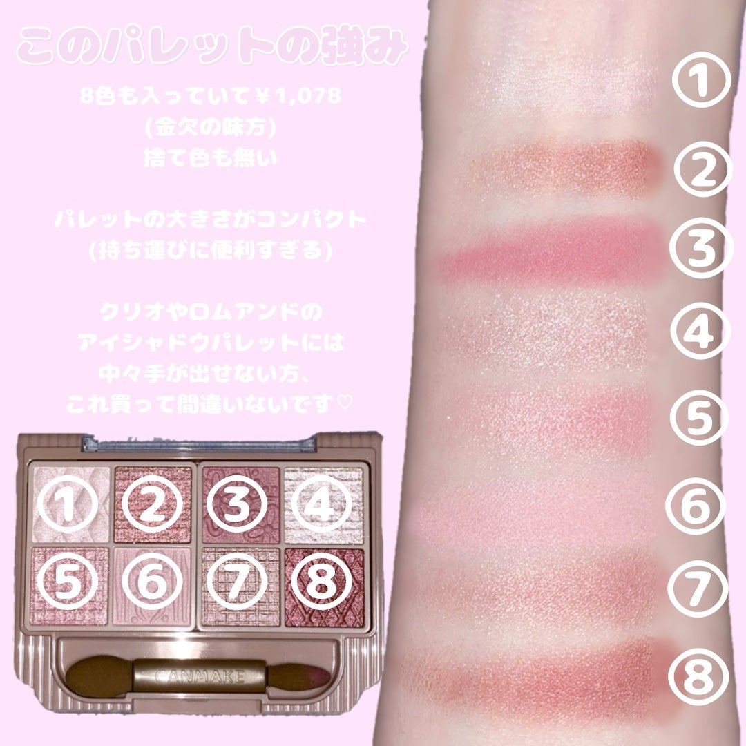 プティパレットアイズ|キャンメイクの使い方を徹底解説 【💗プチプラ最強アイシャドウパレット💗】 By らく乾燥肌20代前半 Lips