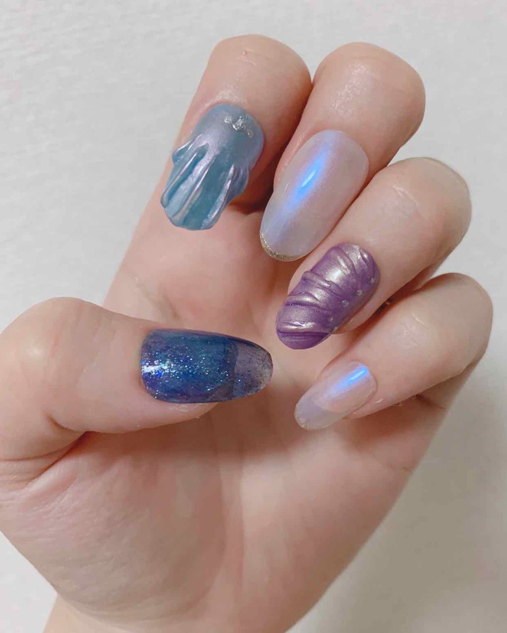 ちふれ・daiso・u R Glamのネイル・ネイルケアを使った口コミ マーメイドネイルだか貝殻ネイルだか人魚の鱗ネイルだか By しろ