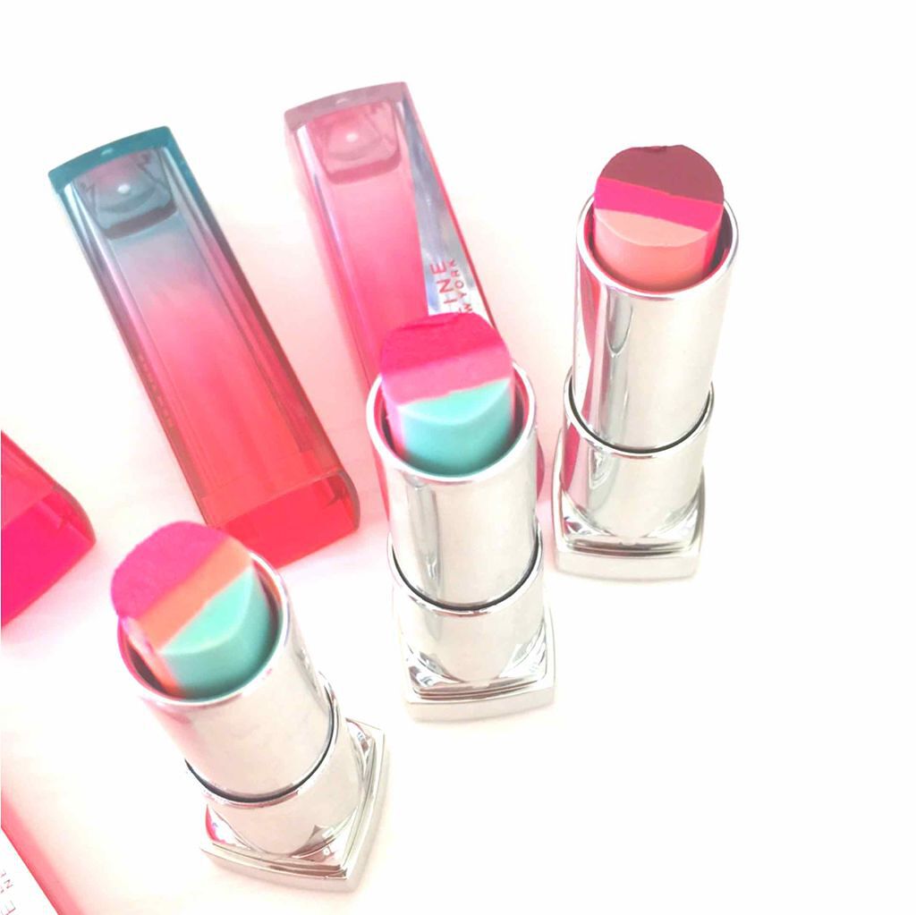 Maybelline New Yorkの口紅 リップ フラッシュ&リップ フラッシュ ビッテン ストロボを使った口コミ 左から Wh01