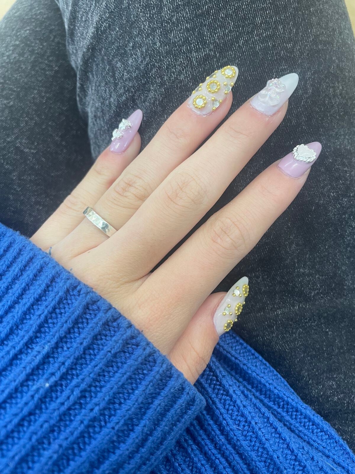 Shein・daisoのネイル・ネイルケアを使った口コミ「sheinのネイルパーツで初ジェルネイル💅 」 By あめ乾燥肌20代前半