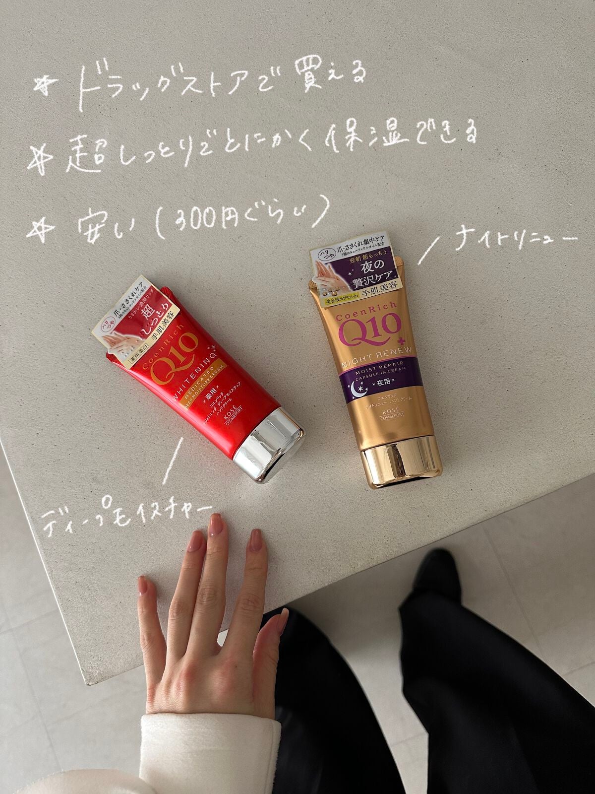 コエンリッチq10のハンドクリーム ナイトリニューハンドクリーム他、1商品を使った口コミ 【ドラッグストアで買えるコスパ最強のハンドクリーム