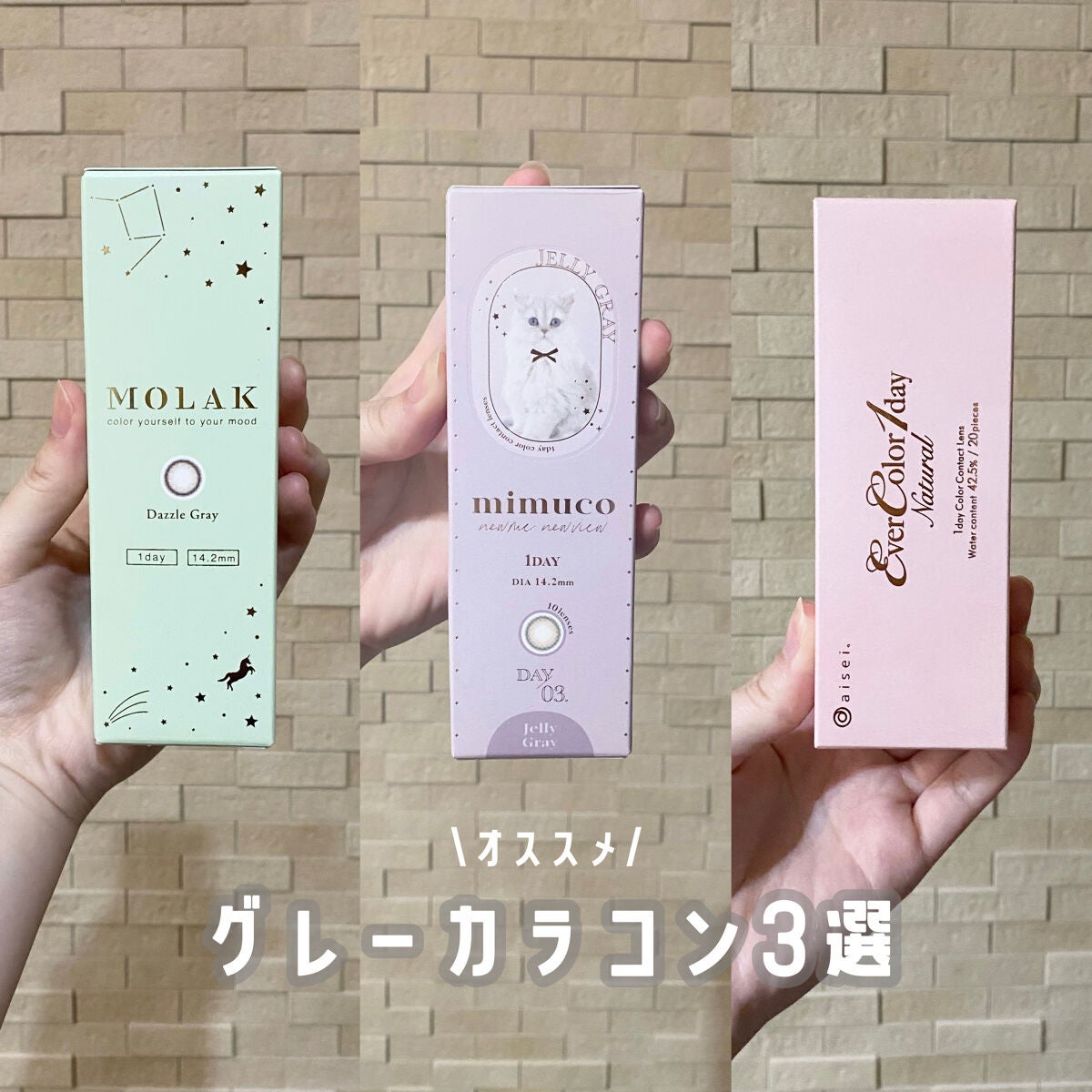 エバーカラーワンデー・molak・mimucoのワンデー(1day)カラコンを使った口コミ おすすめグレーカラコン3選 By 𝗦𝗮𝗸𝘂