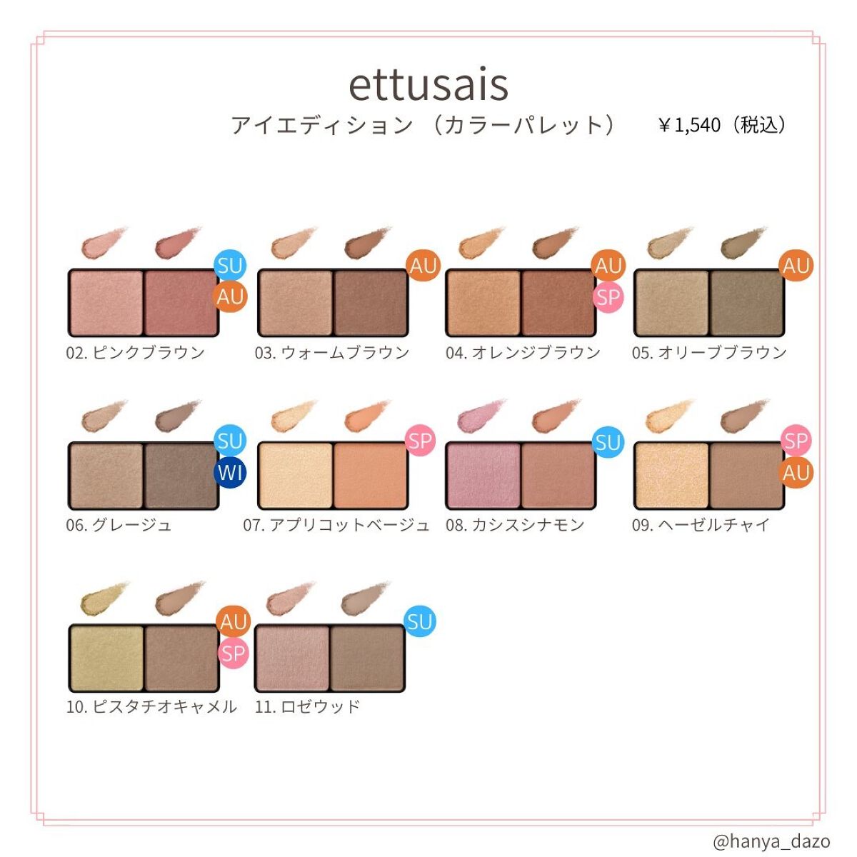 【新色レビュー】アイエディションカラーパレット|ettusaisの口コミ 皆さんこんにちは!イメージコンサルタントのはにゃ