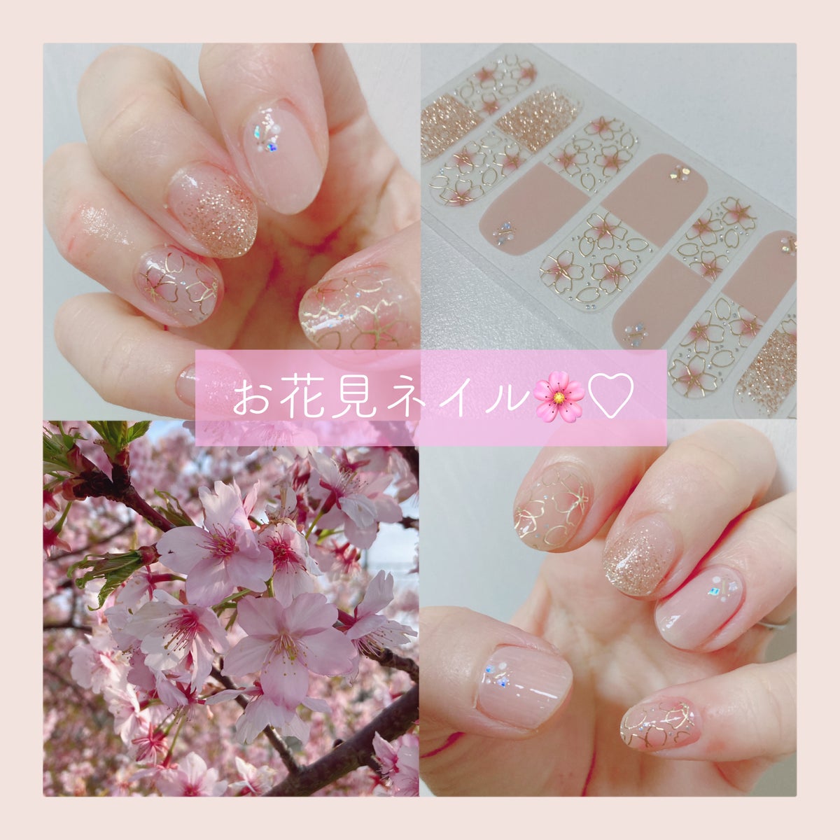 セリア・キャンドゥ・daisoのネイルシールを使った口コミ ╲ダイソーアイテムで桜ネイル🌸/ By こまちアトピー肌30代前半 Lips