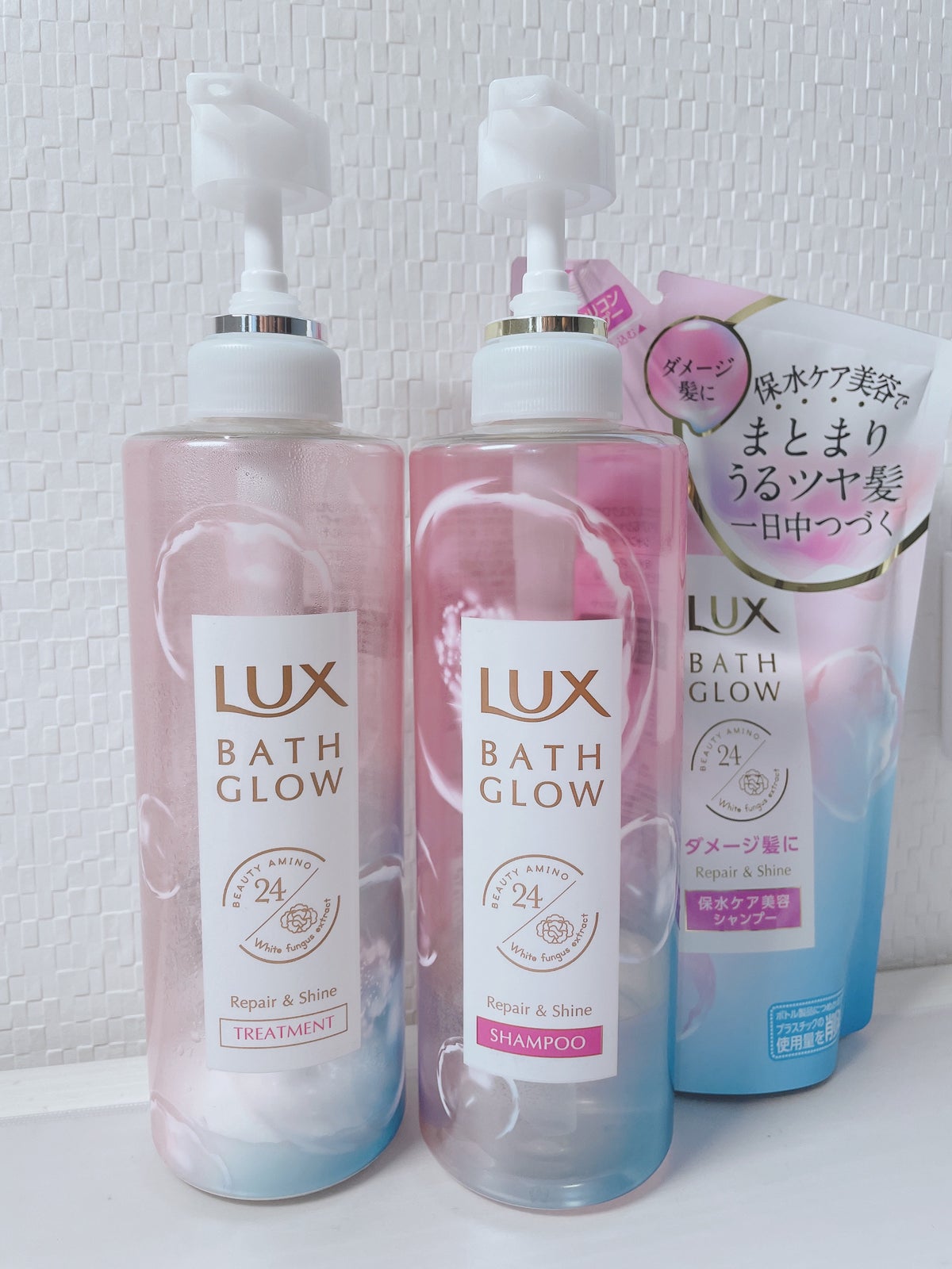 バスグロウ リペアandシャイン シャンプー/トリートメント|luxの効果に関する口コミ Luxバスグロウのシャンプー&コンディショナー By
