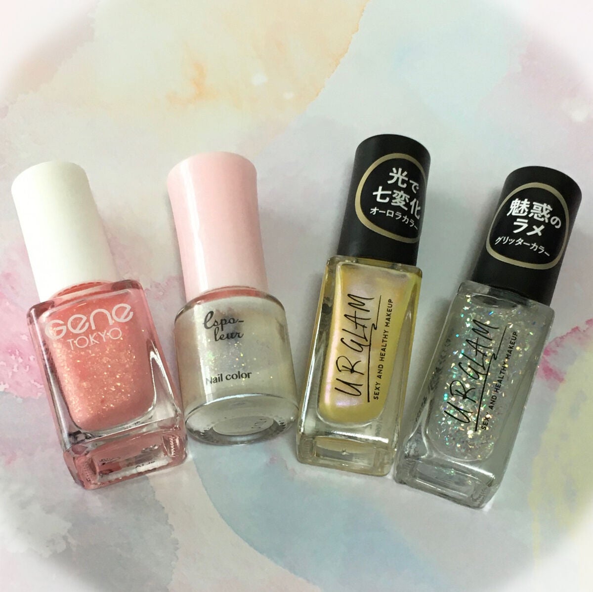 エスポルール・daiso・u R Glamのマニキュアを使った口コミ 人差し指・薬指 Geneネイルbの13 ストロベリーダズル By
