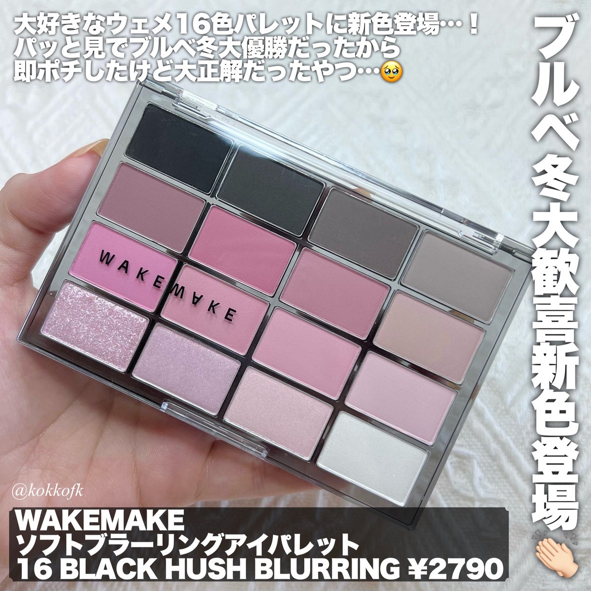 【新色レビュー】ソフトブラーリング アイパレット|wakemakeを全色レビュー ブルベ冬におすすめのアイシャドウパレット! ブルベ冬大