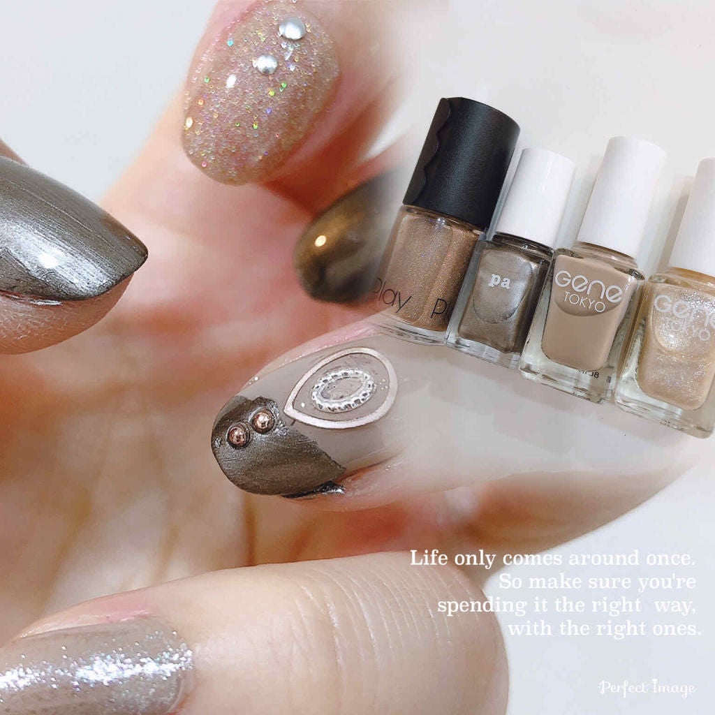 Pa Nail Collective・etude・daisoのマニキュアを使った口コミ 最近仕入れたネイル達で大人っぽいデザインを。 By