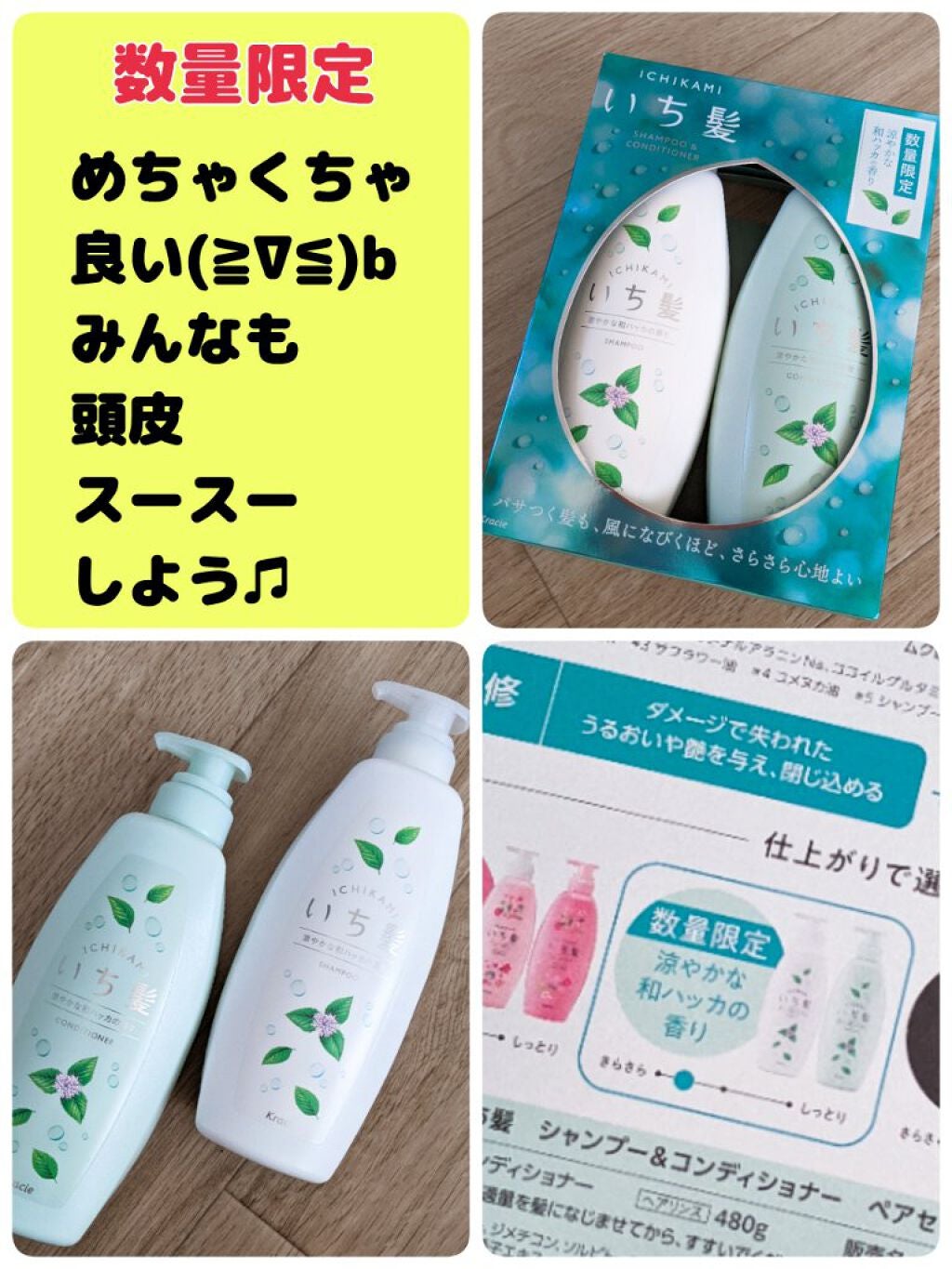 【限定シャンプー・コンディショナー】シャンプー/コンディショナー(涼やかな和ハッカの香り)|いち髪の効果に関する口コミ いち髪 涼やかな和