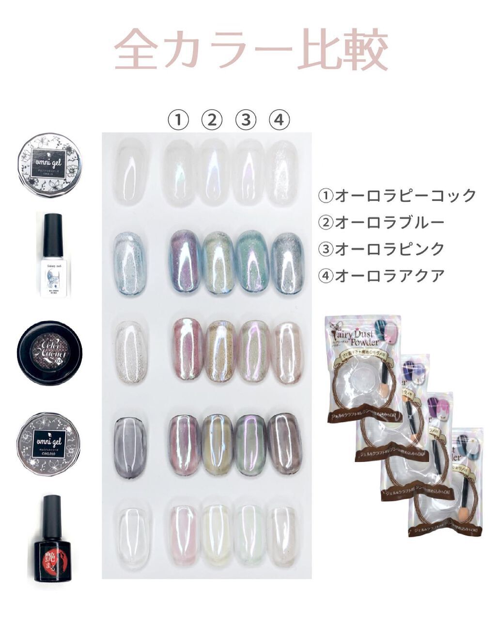 フェアリーダストパウダーオーロラピーコック|キャンドゥの口コミ「超優秀!100均で買えるおすすめネイルシール・パーツ!100均キャンドゥで