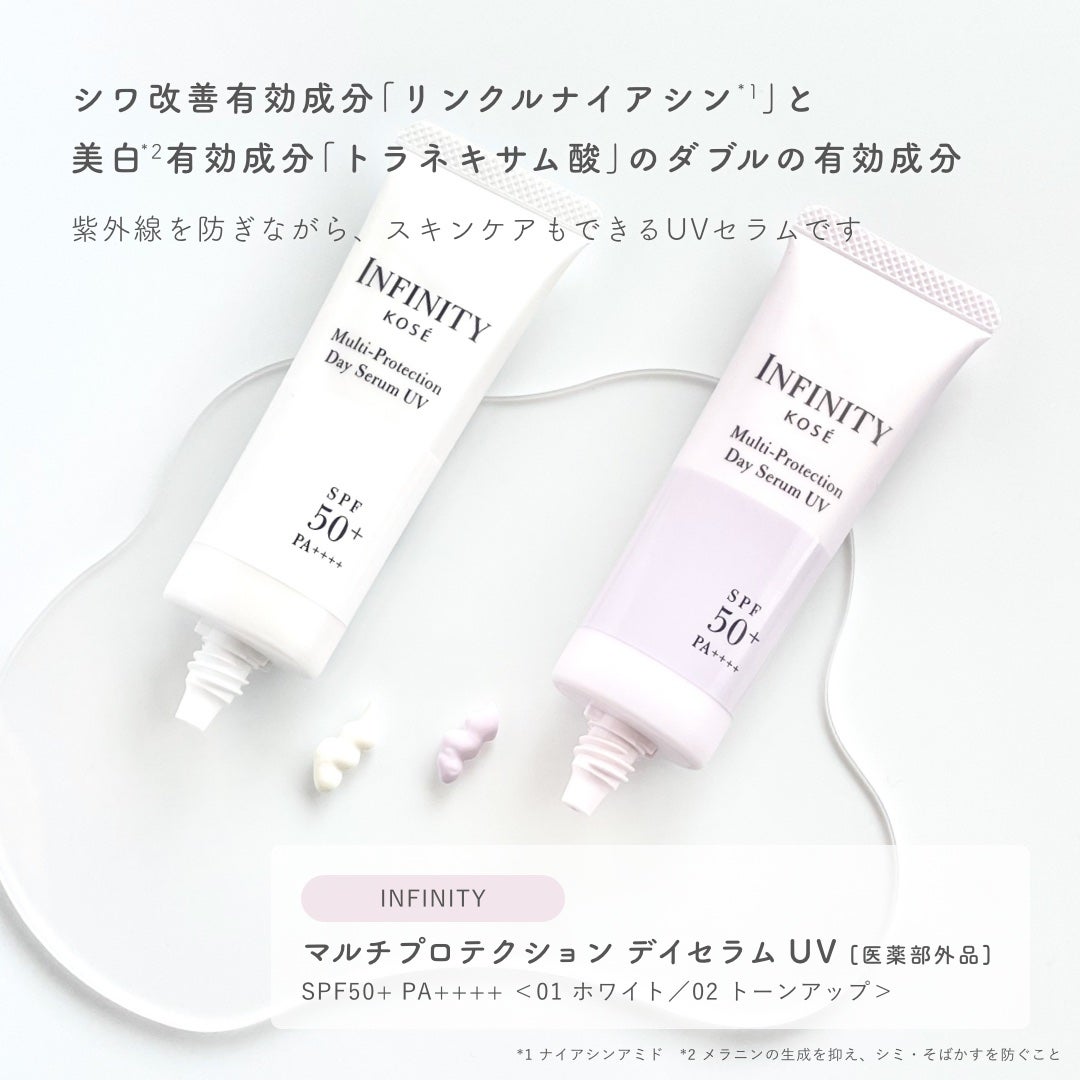 【2024年春新作日焼け止め・uvケア】マルチプロテクション デイセラム Uv|インフィニティの効果に関する口コミ シワ改善も美白も