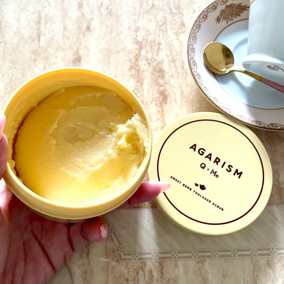 【限定バスト・ヒップケア】qme スウィートボムタラソスクラブレモンティーの香り|agarismの口コミ Agarism Qme
