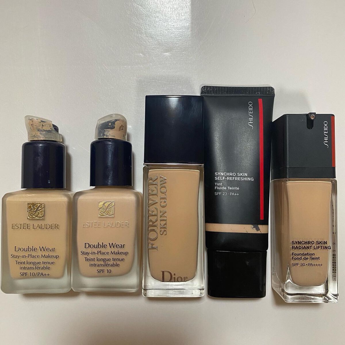 あなたはどっち派?estee Lauder・shiseido・diorのリキッドファンデーションを徹底比較! リキッドファンデ色比較🌈
