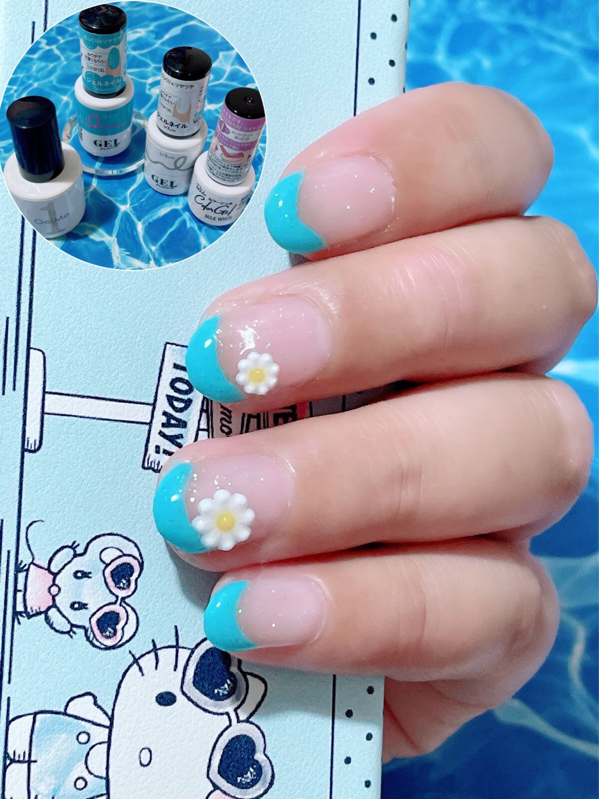 ジェルミーワン・キャンドゥ・daisoのマニキュアを使った口コミ 夏っぽネイル💅💙 ジェルミーワンラメ By Sara🐰 Lips